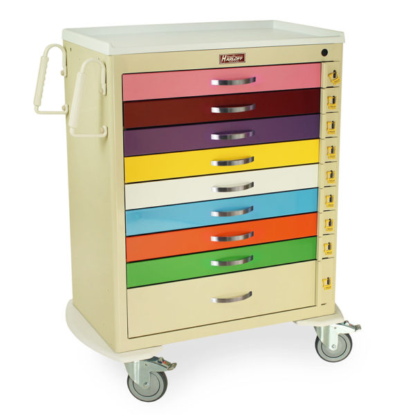 M-Series Tall Pediatric Crash Cart, Standard Width, Nine Drawers ...