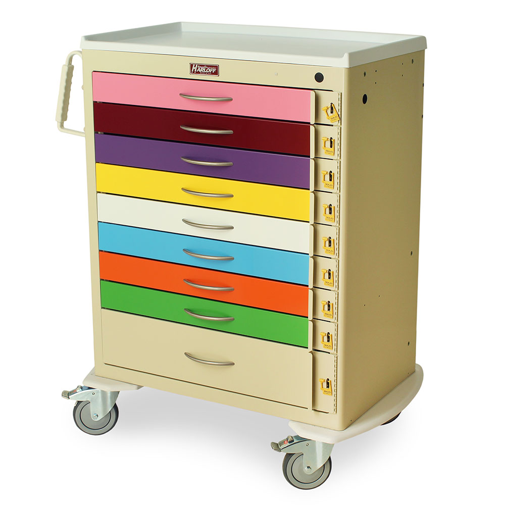 M-Series Tall Pediatric Crash Cart, Standard Width, Nine Drawers ...