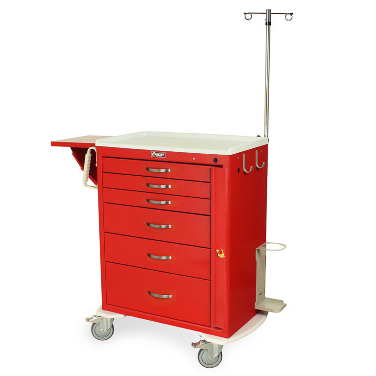 Tall Wood Vinyl Emergency Cart, Six Drawer, Breakaway Lock, WV6400-CM ...