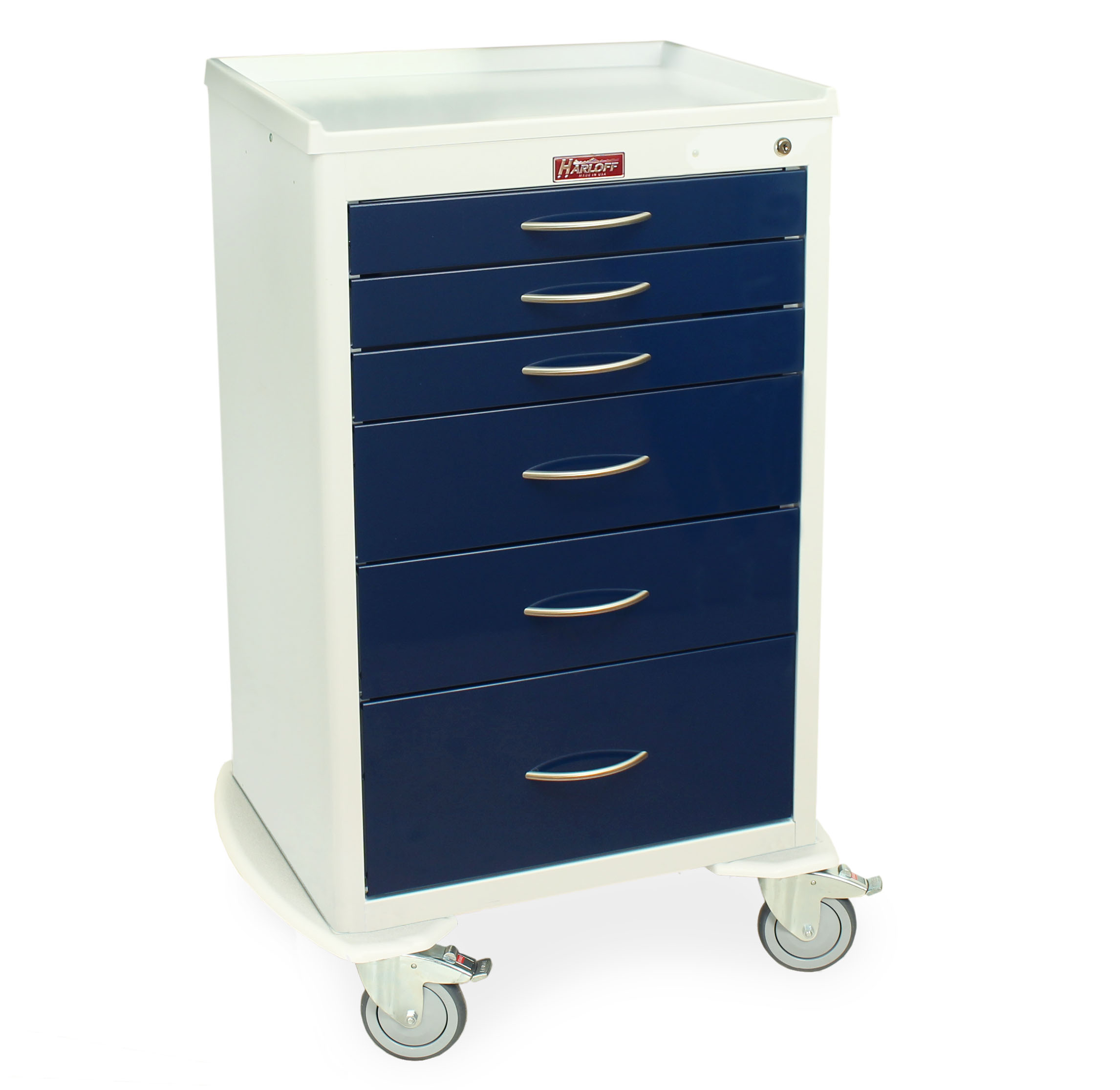 M-Series Tall Anesthesia Cart, Medium Width, Five Drawers, Standard Key ...