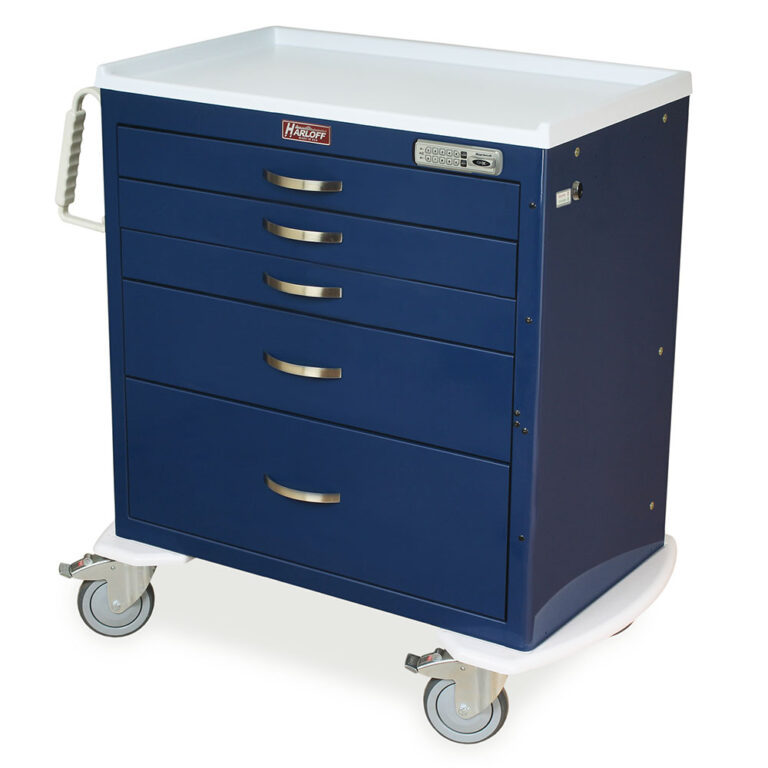 M-Series Short Medical Cart on Wheels, Standard Width, Five Drawers, E ...