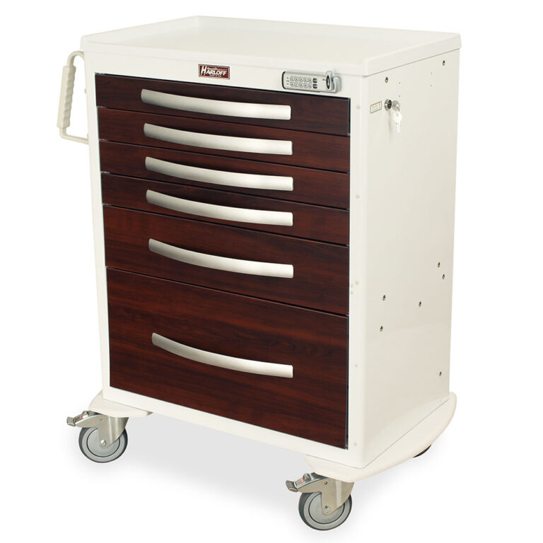 A-Series Tall Wood Style Drawer Fronts Cart, Standard Width, Six Drawer ...